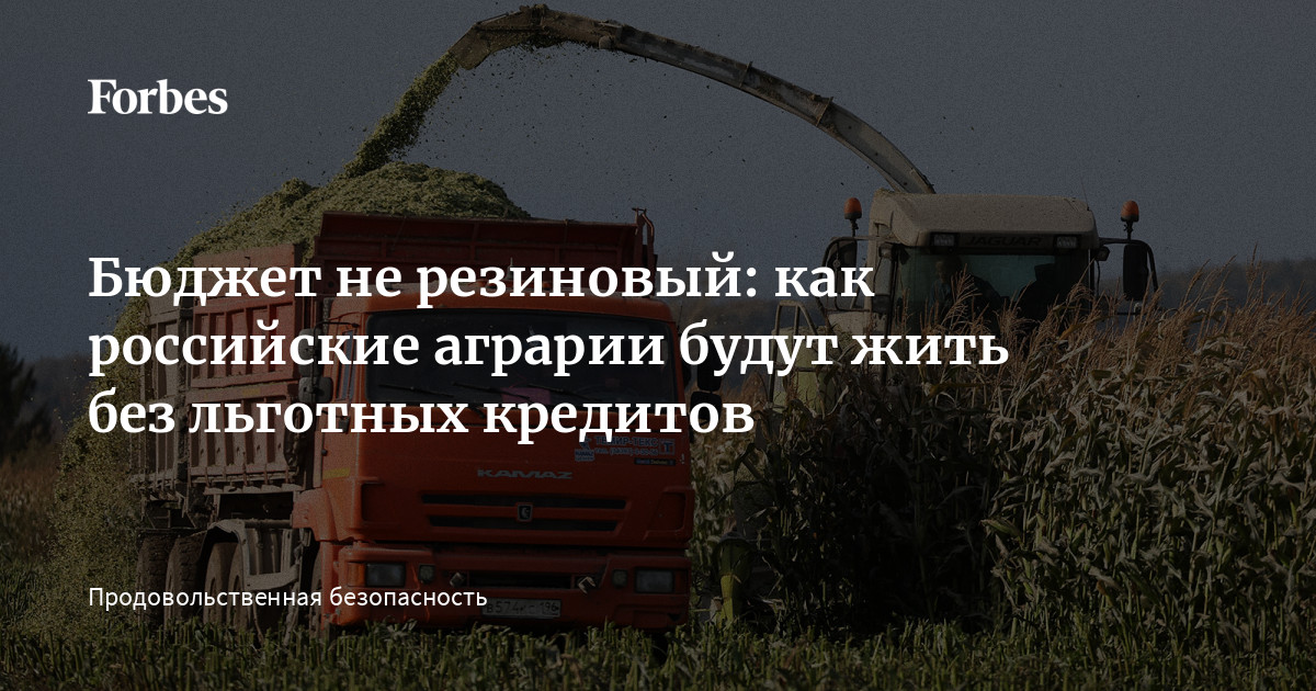Бюджет не резиновый: как российские аграрии будут жить без льготных ...