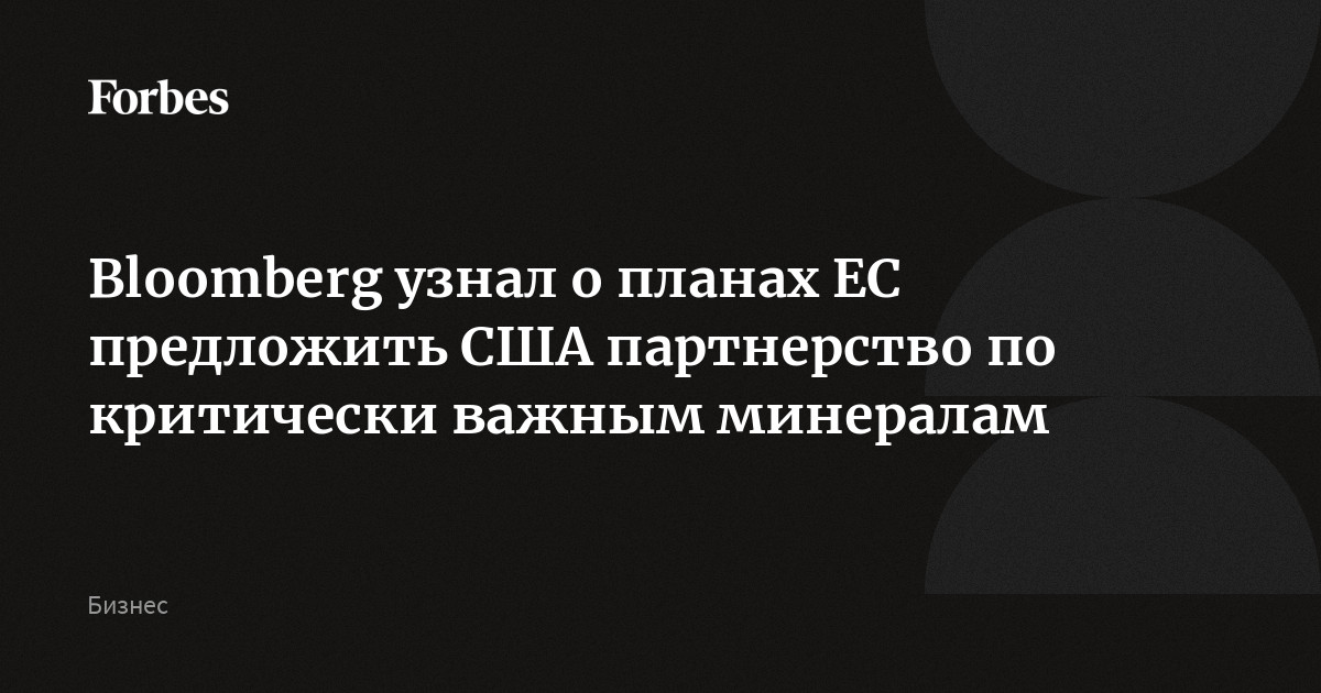 Bloomberg узнал о планах ЕС предложить США партнерство по критически ...